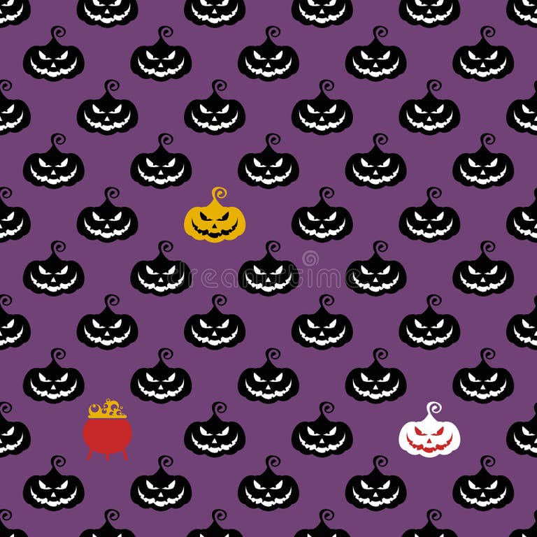 Vector Flat Seamless Pattern with Halloween Pumpkins. Stock Illustration - Illustration of white ...