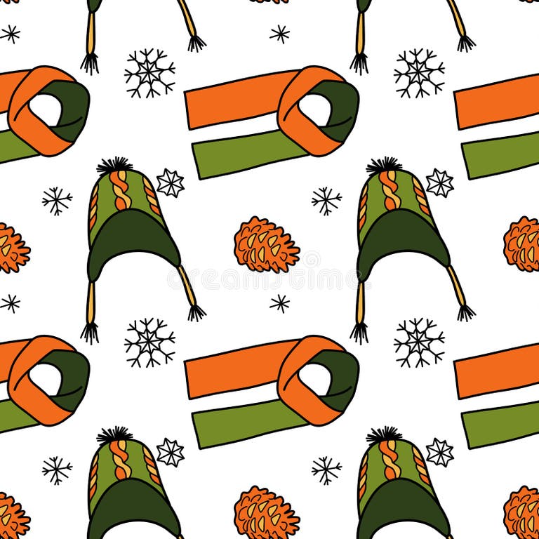 Vector Flat Seamless Pattern of Winter Clothes Stock Vector - Illustration of wallpaper, season ...