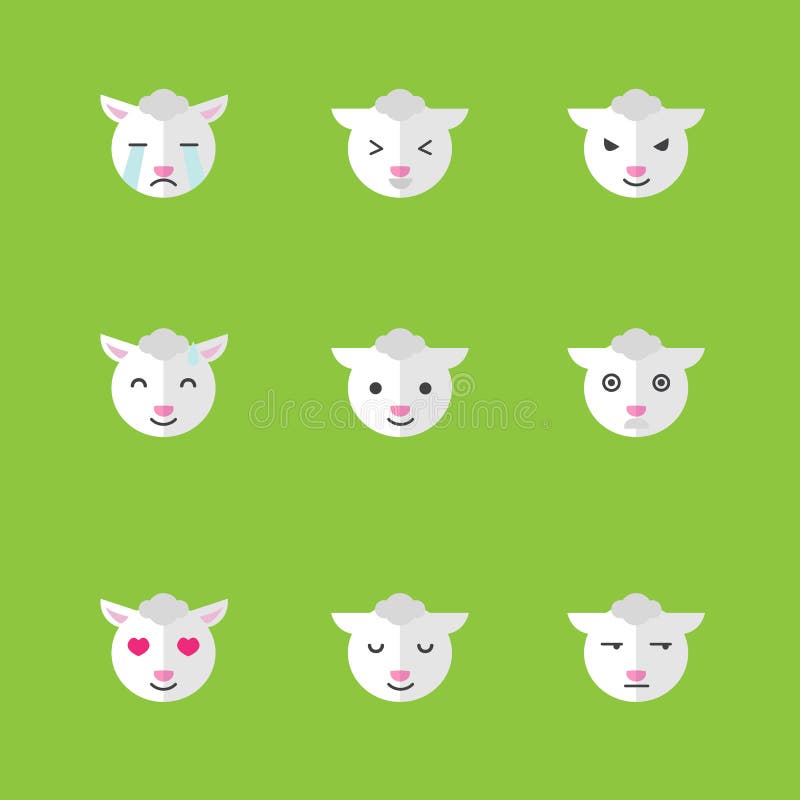 Vector Flat Sheep Emotions Icon Set Stock Vector - Illustration of mood ...