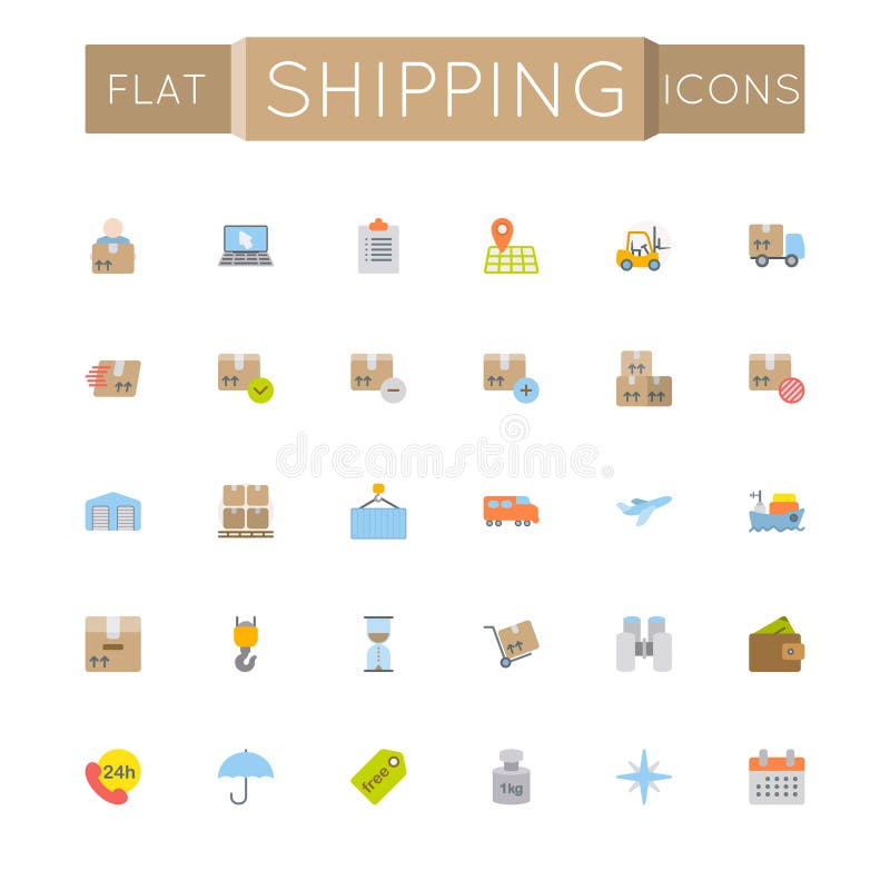 Vector Flat Shipping Icons stock vector. Illustration of logistics ...