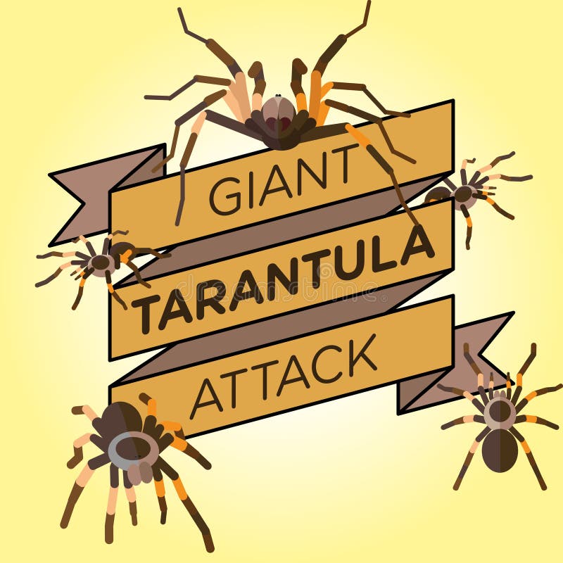 Vector Flat Silhouette Tarantula Ribbon Badge Stock Vector ...