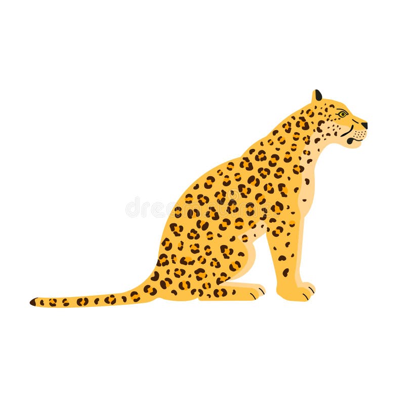 Vector Flat Sitting Leopard Stock Vector - Illustration of leopard ...