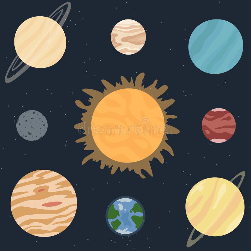 Flat solar system planets stock vector. Illustration of minimalism ...