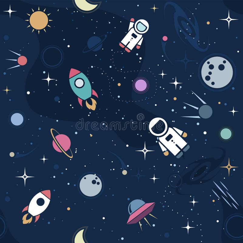 Seamless Space Pattern Astronaut Stock Illustrations – 4,865 Seamless Space Pattern Astronaut ...