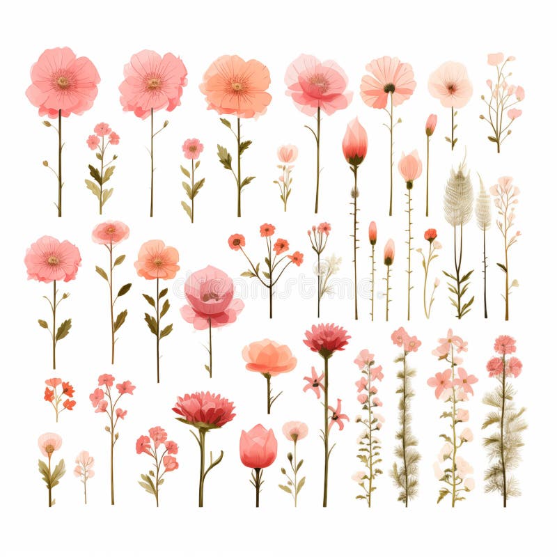 Vector Flat Sprite Sheets of Flowers or Trees Ai-generated Stock ...
