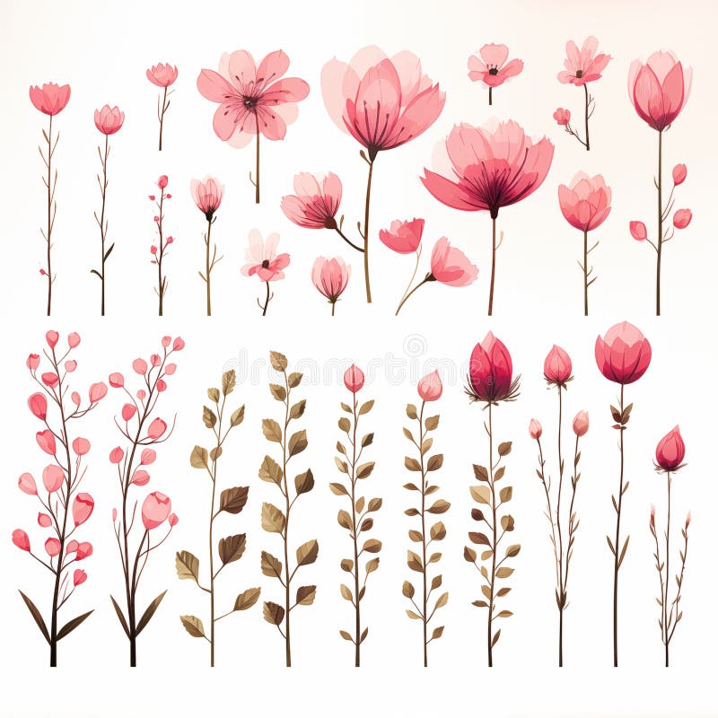 Vector Flat Sprite Sheets of Flowers or Trees Ai-generated Stock ...