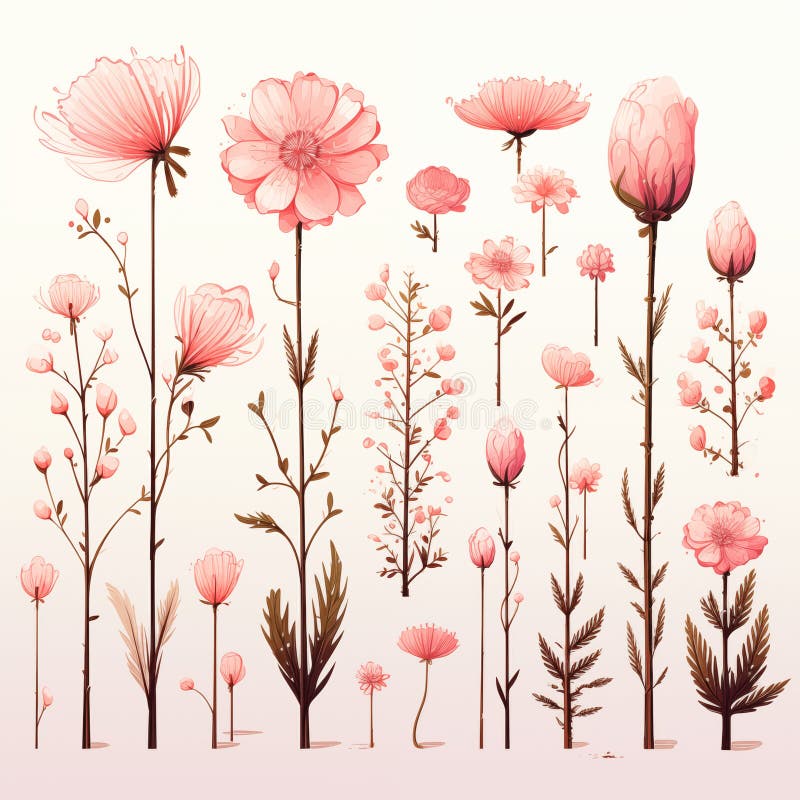 Vector Flat Sprite Sheets of Flowers or Trees Ai-generated Stock ...