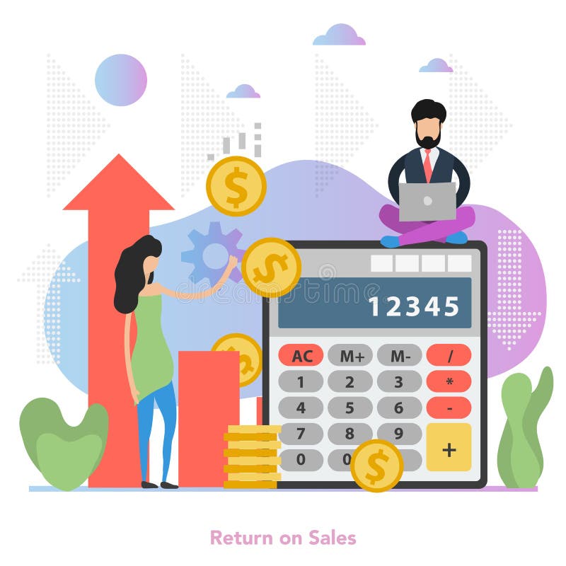 Vector Flat Square Banner of Return on Sales Stock Vector ...