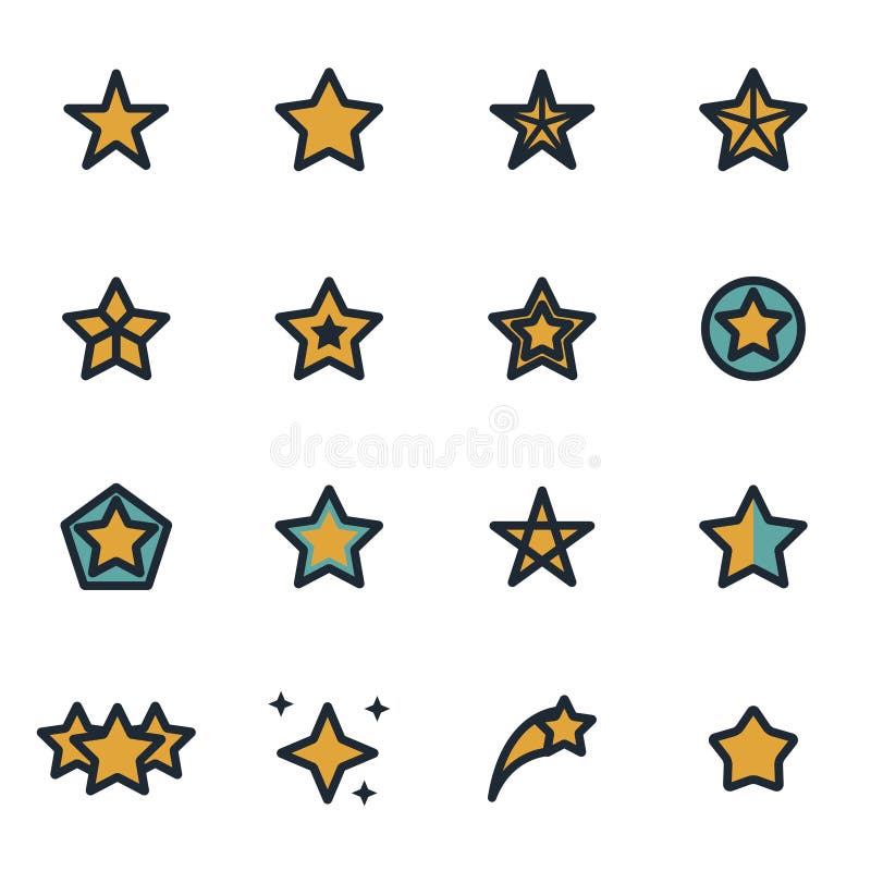 Vector Flat Stars Icons Set Stock Illustration - Illustration of ...