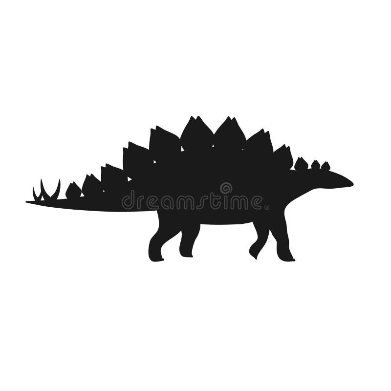 Vector Flat Stegosaurus Dinosaur Silhouette Stock Illustration ...