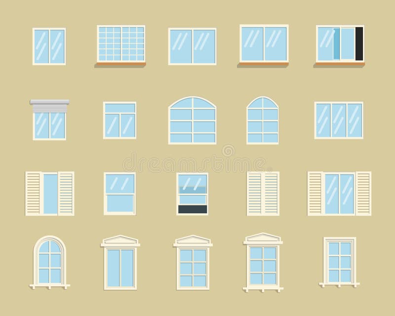 Vector Flat Style Collection of Various Windows Types Stock Vector ...