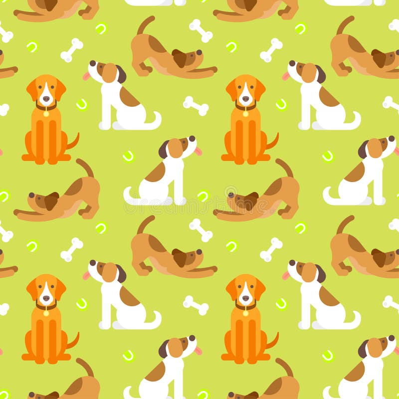 Vector Flat Style Colorful Seamless Pattern with Home Pet. Stock Vector ...