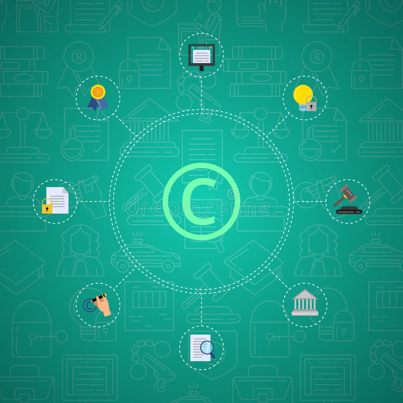 Vector Flat Style Copyright Elements Infographic on Gradient Background ...
