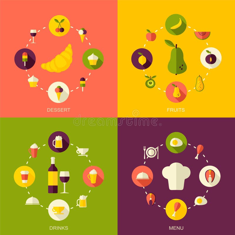 Vector Flat Style Food Background Stock Vector - Illustration of design ...
