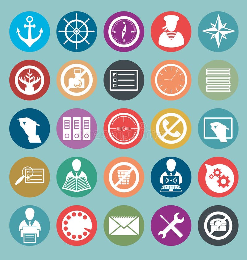 Vector Flat Style Icons stock vector. Illustration of element - 41834235