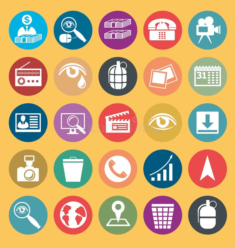 Flat School Subjects Icons with Long Shadows Stock Vector ...