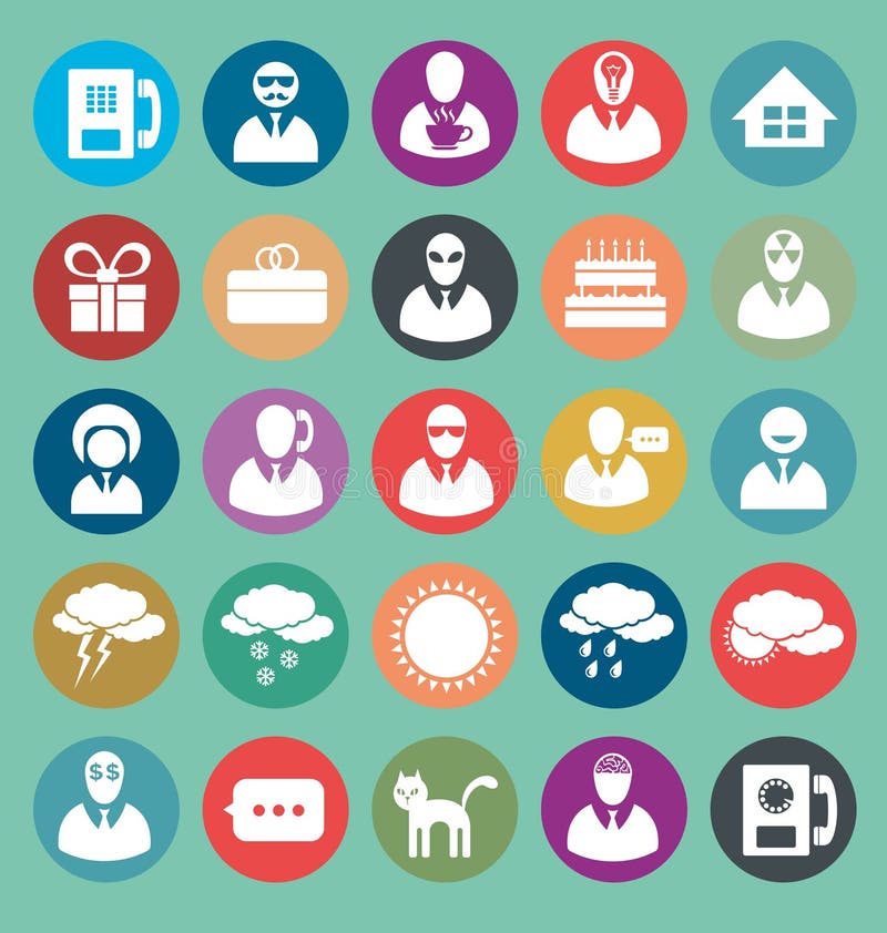 Vector Flat Style Icons stock vector. Illustration of design - 41834328