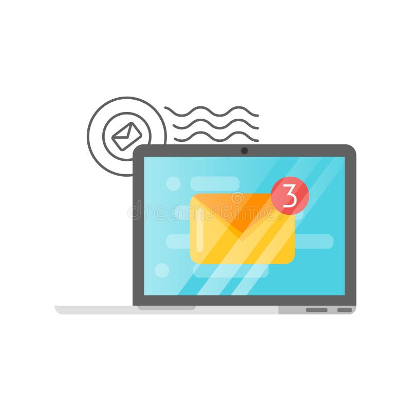 Vector Flat Style Illustration of Mail on Laptop Screen. Stock Vector ...