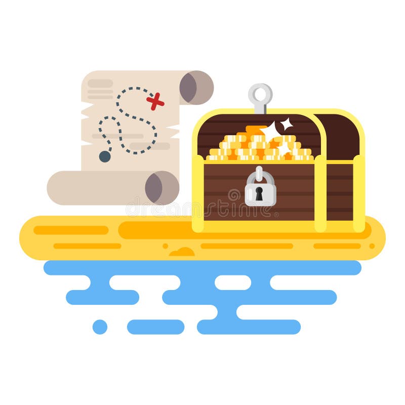 Treasure chest with gold stock vector. Illustration of mystery - 104206320