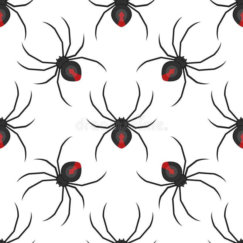Vector Flat Style Seamless Pattern with Dangerous Black Spider Stock ...