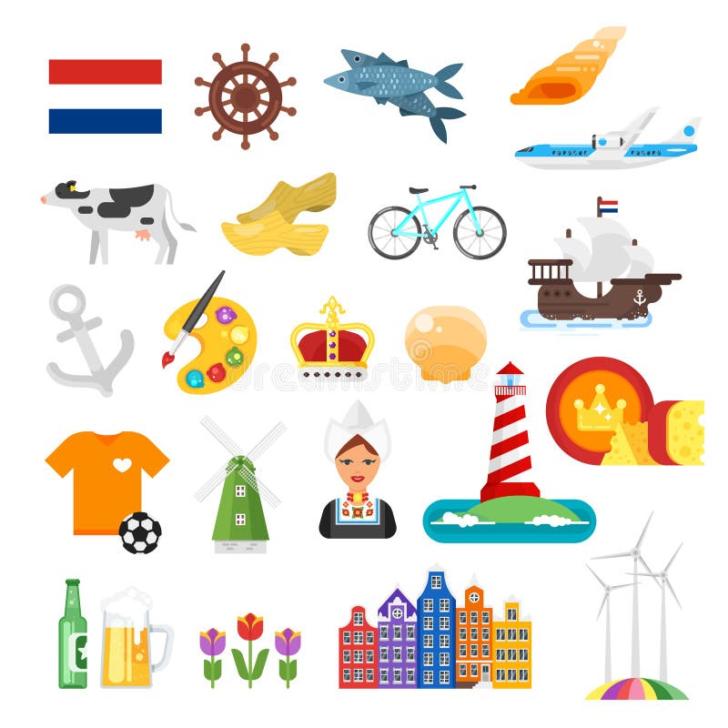 Netherlands Symbols Set Stock Illustrations – 229 Netherlands Symbols ...