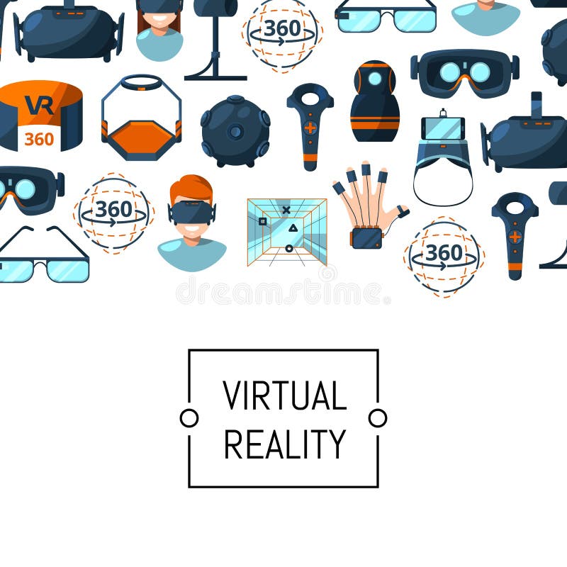 Vector Flat Style Virtual Reality Elements Stock Vector - Illustration ...