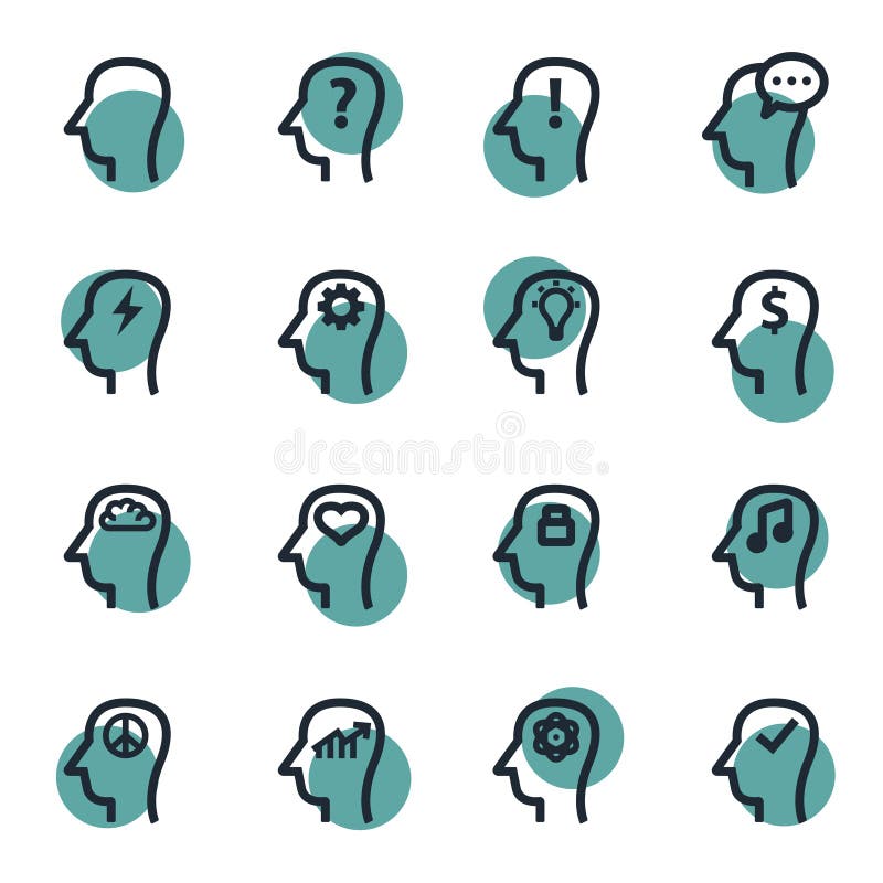 Vector Flat Thoughts Icons Set Stock Illustration - Illustration of ...