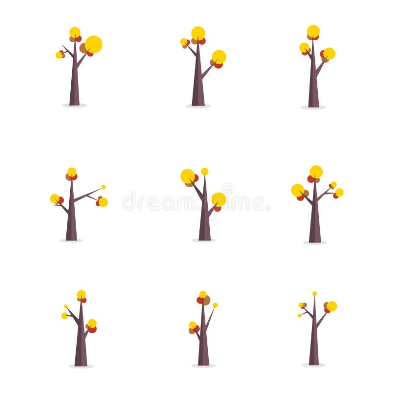Vector Flat of Tree Style Collection Stock Vector - Illustration of ...