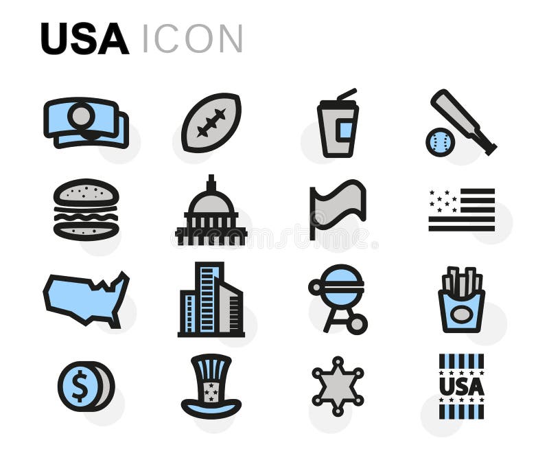 Vector flat usa icons set stock illustration. Illustration of election ...