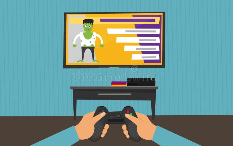 Vector Flat Video Game Illustration Stock Vector - Illustration of ...