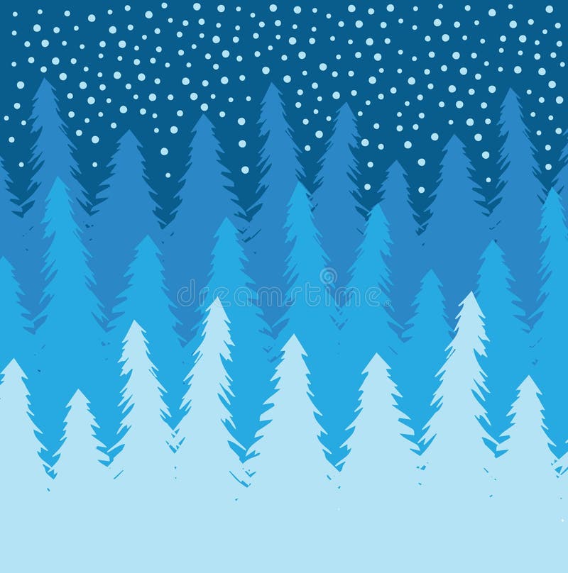 Vector Flat Winter Spruce Tree Forest with Snow Stock Illustration ...