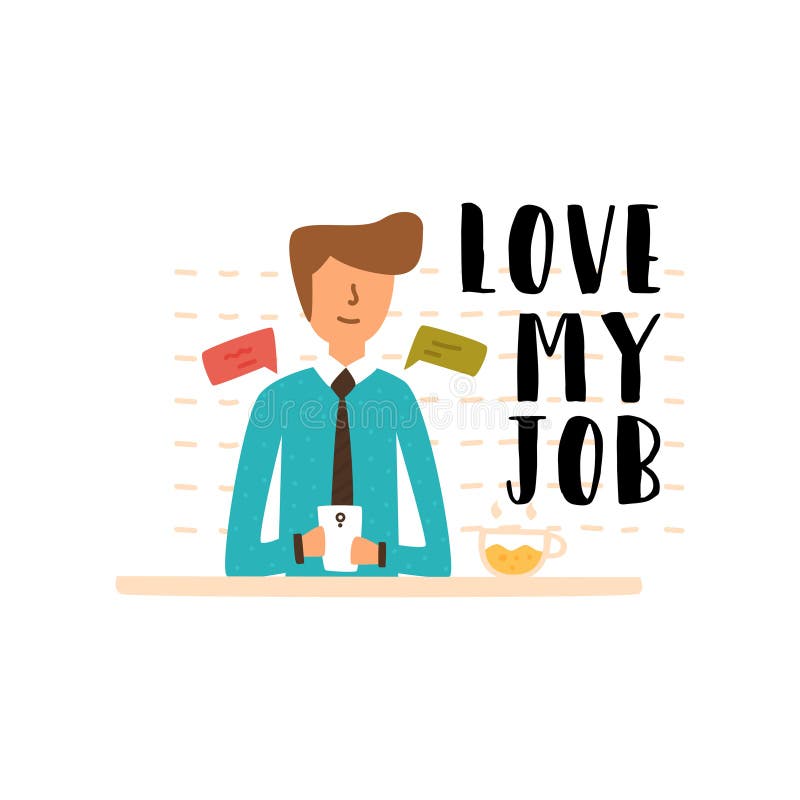 Vector Flat Young Guy Workplace Send Text Message Stock Vector ...