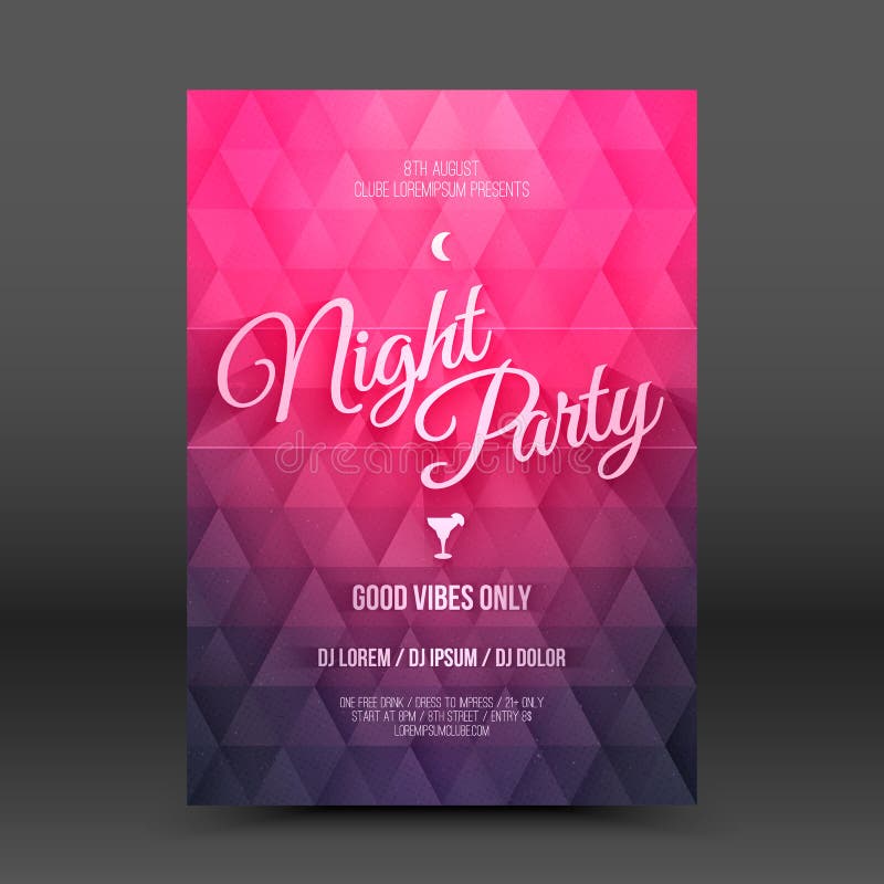 Vector Flayer Design Template Night Party Stock Vector - Illustration ...