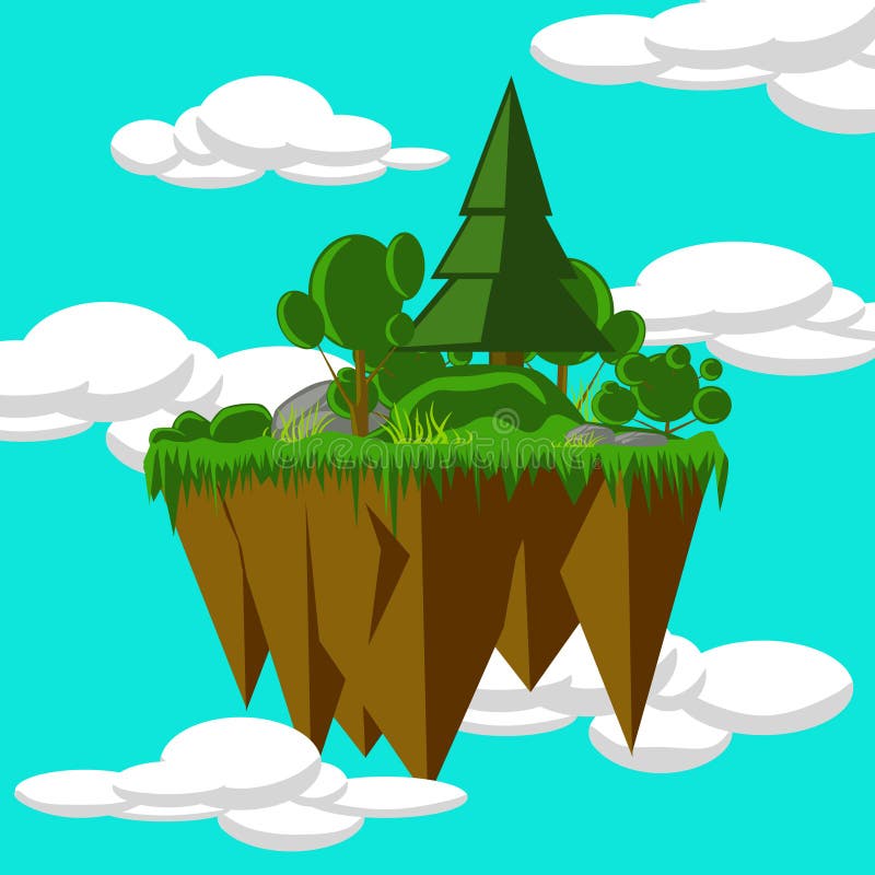 Vector floating island stock illustration. Illustration of blue - 113645068