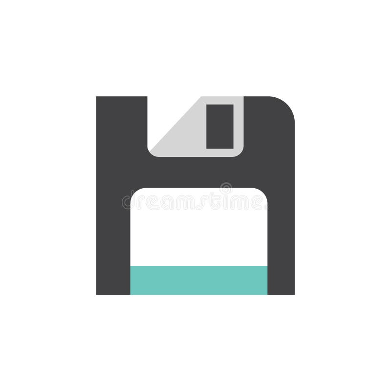 Vector Floppy Disk with Blue Stripe Icon. Isolated on White Stock ...