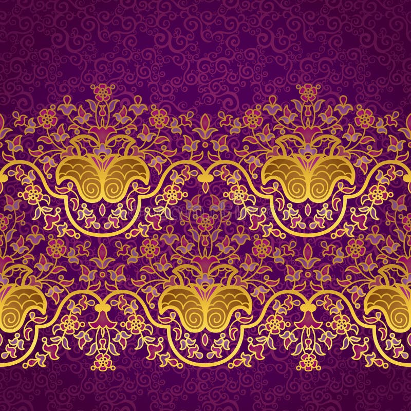 Vector Floral Border in Eastern Style. Stock Vector - Illustration of ...