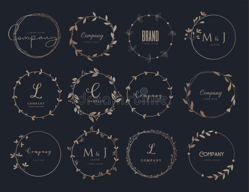 Vector Floral Border and Logo Design Templates Hand Drawn Style.vector ...