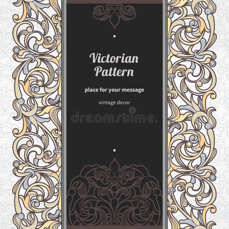 Vector Floral Border in Victorian Style. Stock Vector - Illustration of ...