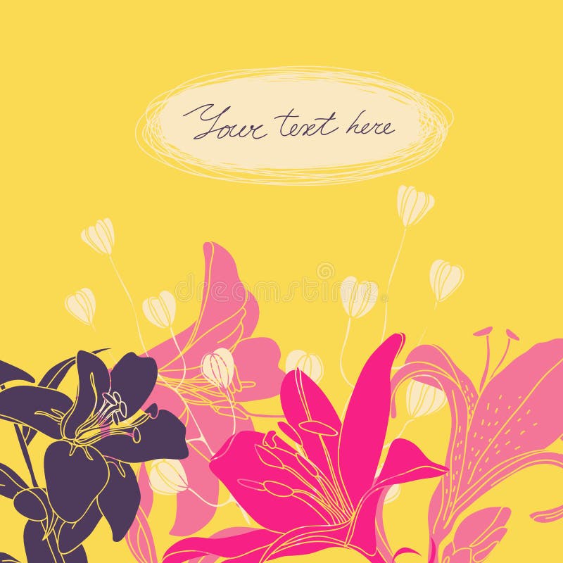 Vector Floral Card with Place for Your Text Stock Vector - Illustration ...