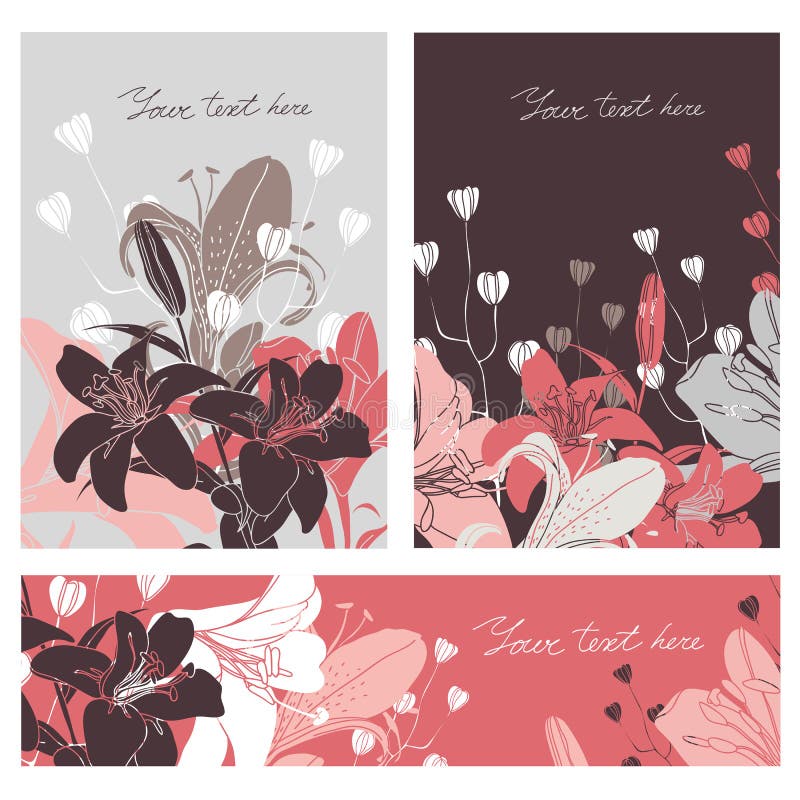 Vector Floral Card Set with Place for Your Text Stock Vector ...