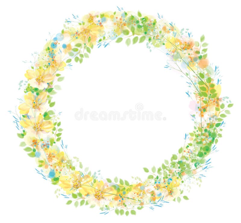 Yellow Orchid Frame, Floral Wreath Circle Frame, Isolated Vector Stock ...