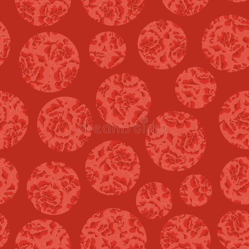 Vector Floral Circles Scattered on Red Background Seamless Repeat ...