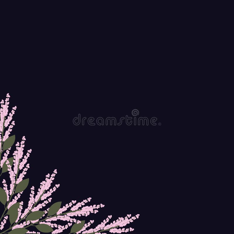 Vector Floral Corner. Floral Decoration. Pink Flowers on Dark ...