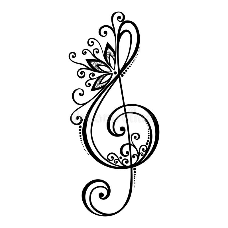 Vector Floral Decorative Treble Clef Stock Vector - Illustration of ...