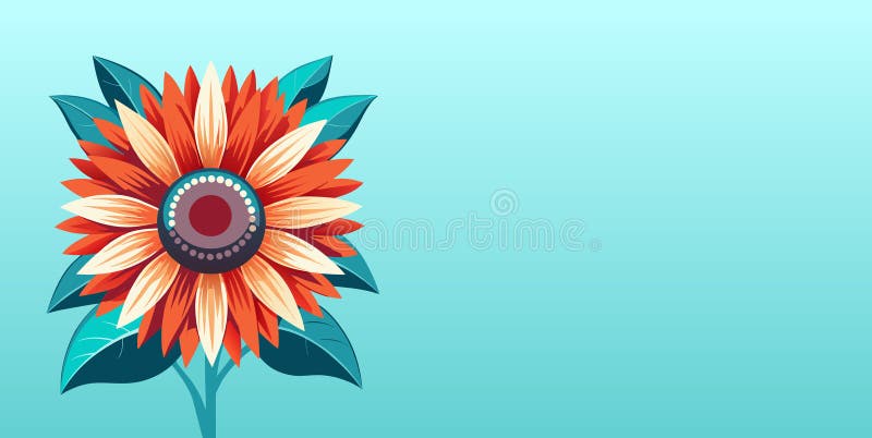 Vector Floral Design on a Solid Blue Background. Stock Illustration ...