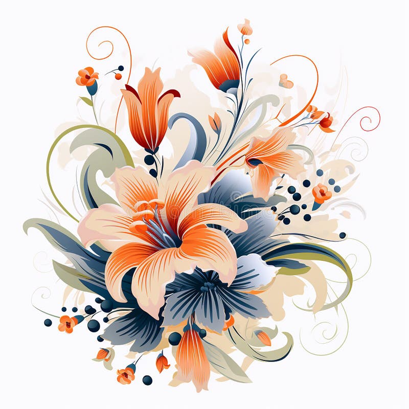 Vector Floral Design on a White Background Stock Illustration ...