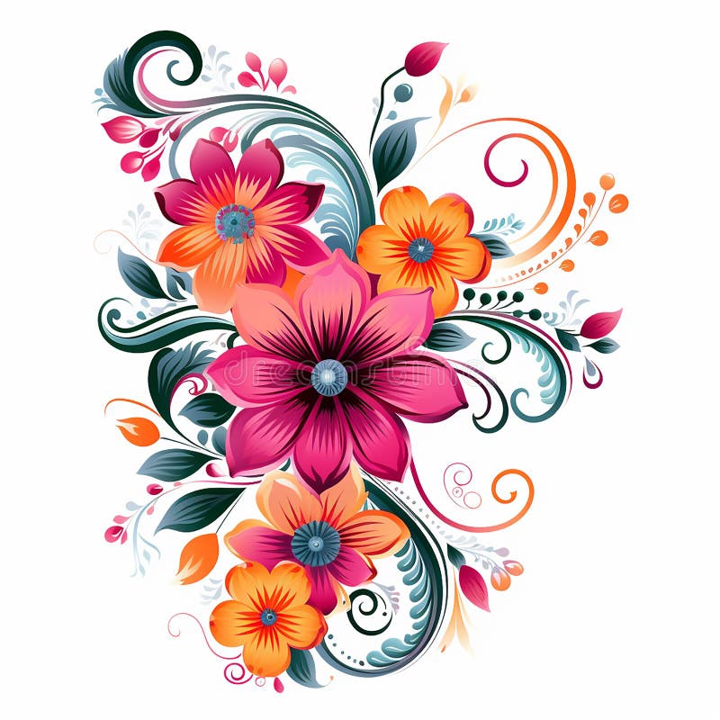 Vector Floral Design on a White Background Stock Illustration ...