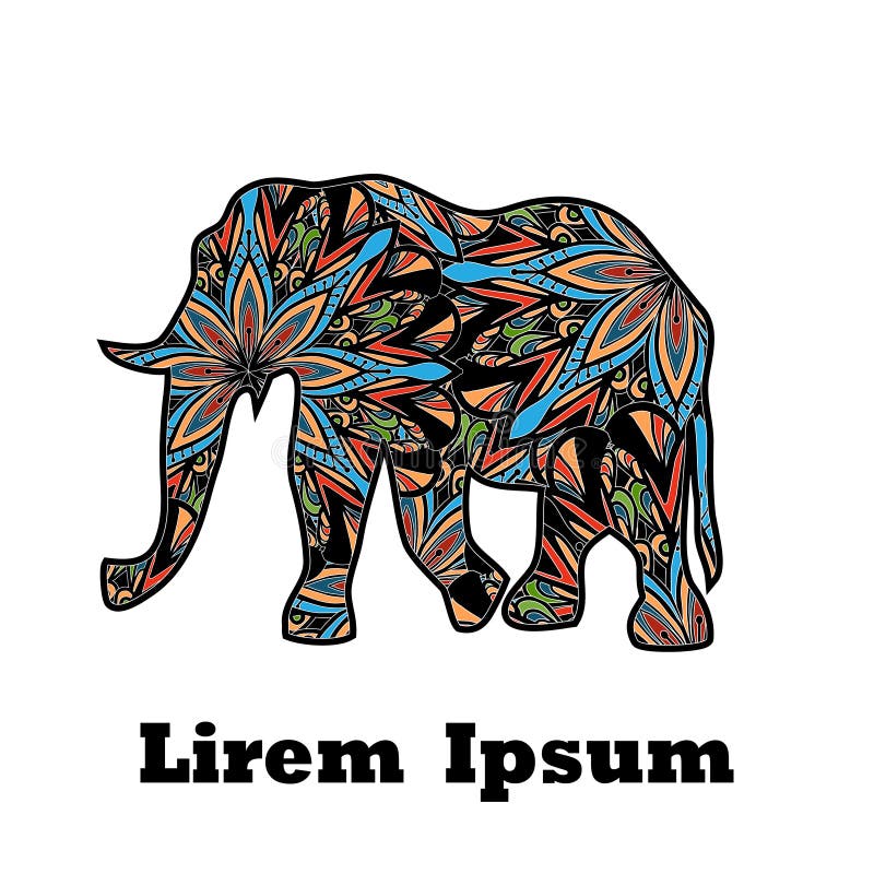 Floral elephant stock vector. Illustration of blue, silhouette - 19179443