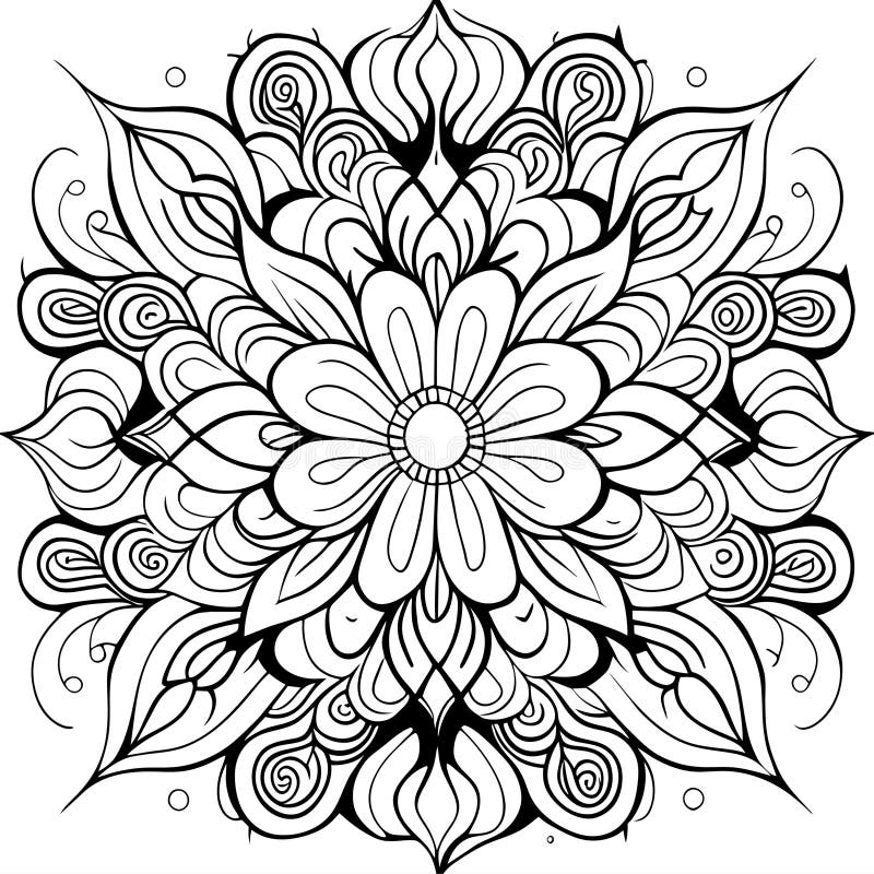 Floral Flower Pattern Outline Seamless Design Background_04 Stock ...