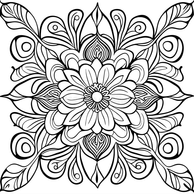 Floral Flower Pattern Outline Seamless Design Background_011 Stock ...
